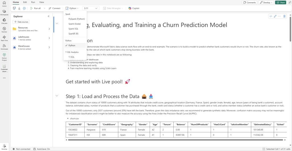Announcing Python Notebook In Preview Microsoft Fabric Blog